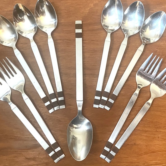 Vintage | Dining | Mcm Flatware Stanley Roberts Crosspoint Wood Vintage ...